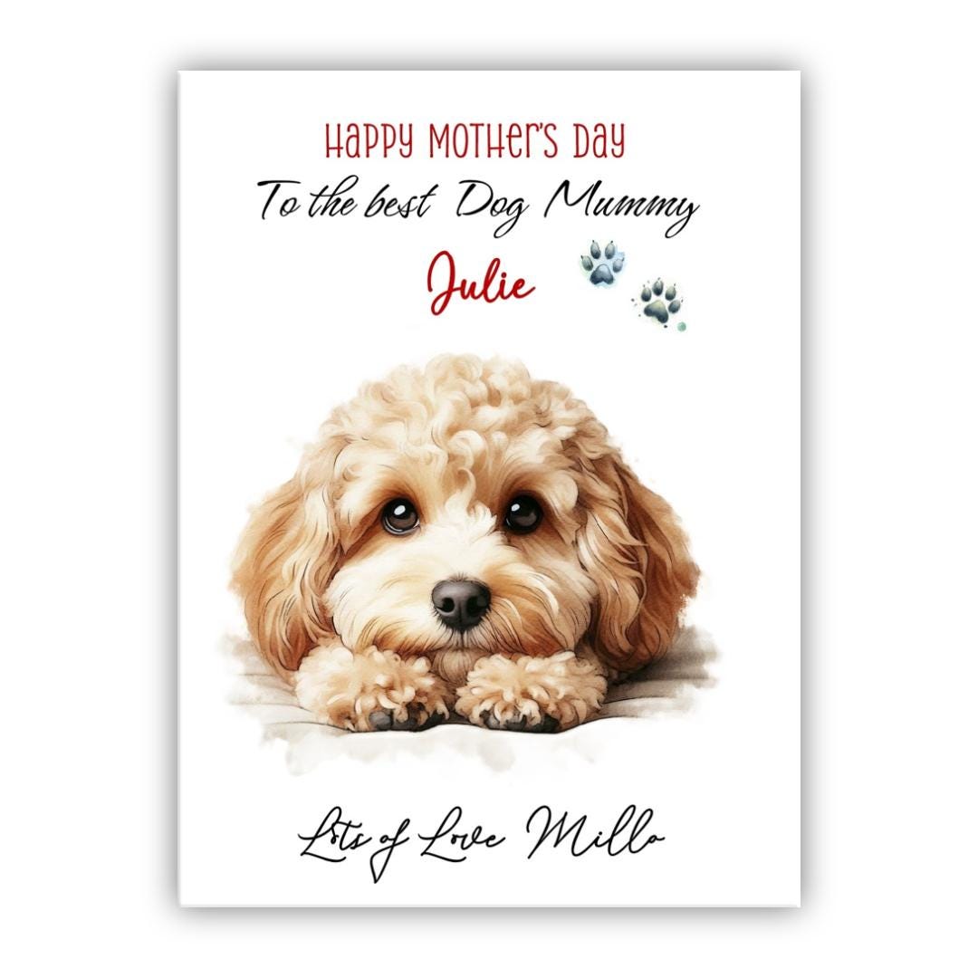 Personalised Cavapoo Mother's Day Card. Dog Lovers Mother's Day Card ...