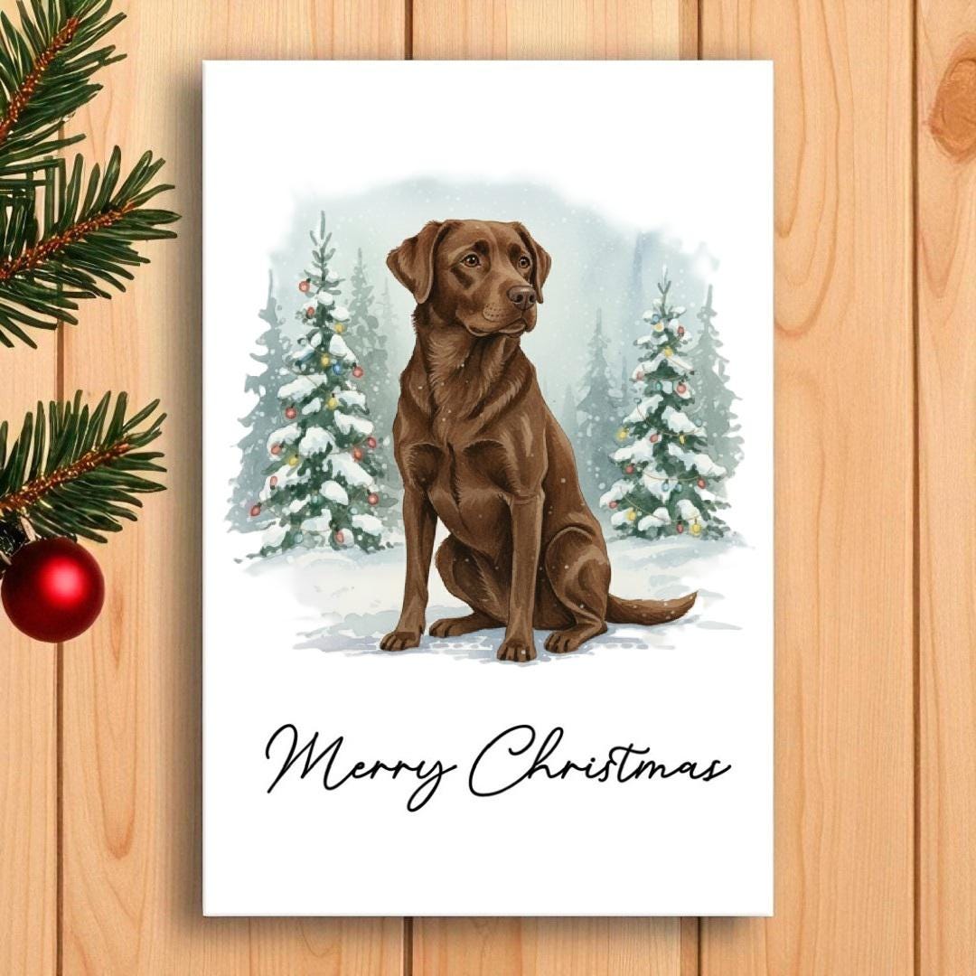 Chocolate Labrador Christmas Card. Dogs Card. From the Dog to Owner Mum ...