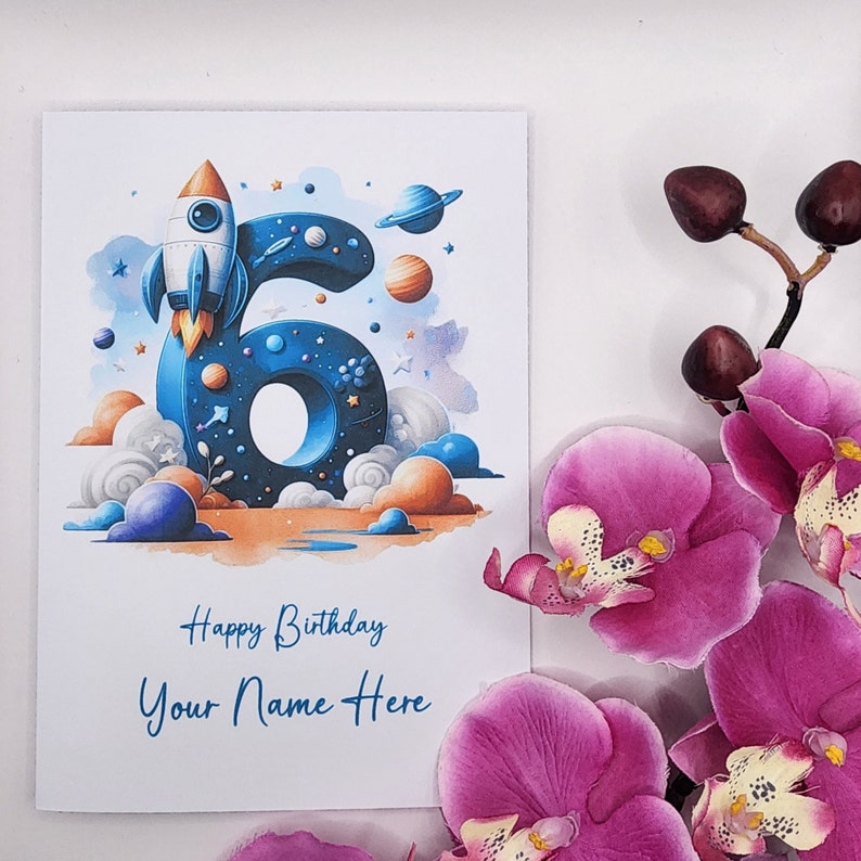 Personalised 6th Birthday Card for Boy. Sixth Birthday Card for Son ...