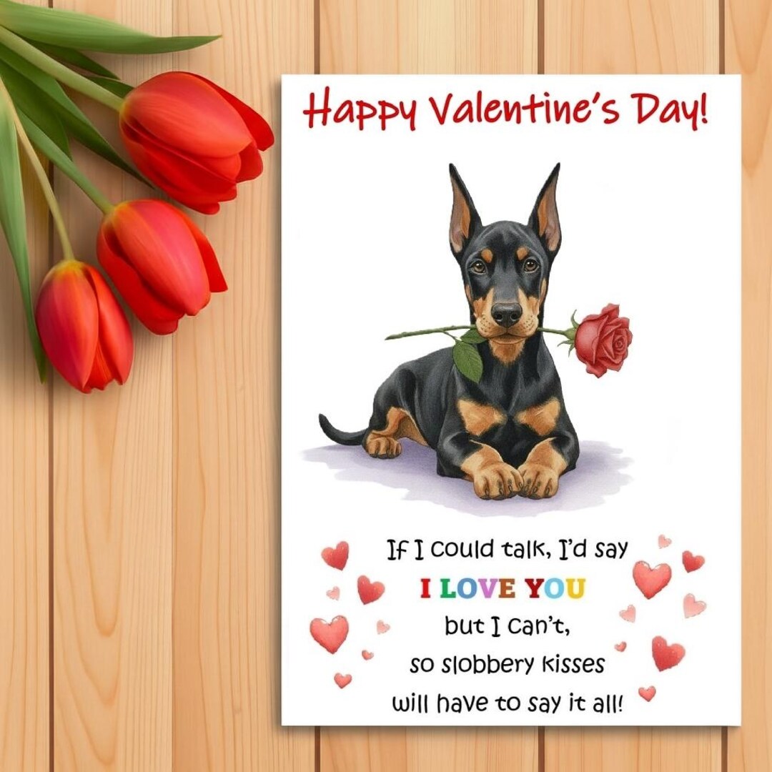 Doberman Valentine’s Day Card From the Dog – Multiple Breeds Available ...