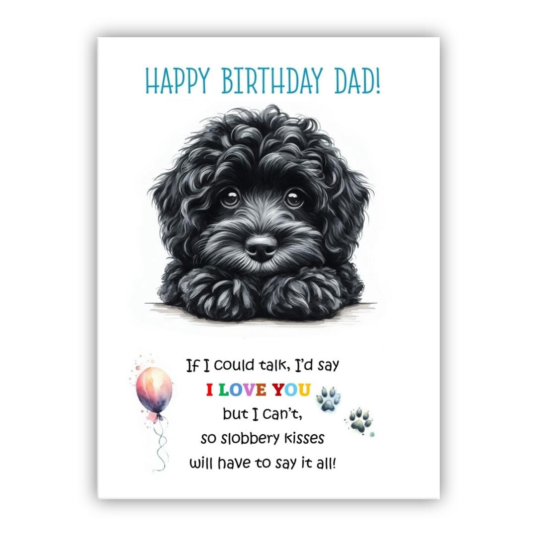 Birthday Card From the Dog. Cavapoo Dog Birthday Card to Dad, Daddy ...