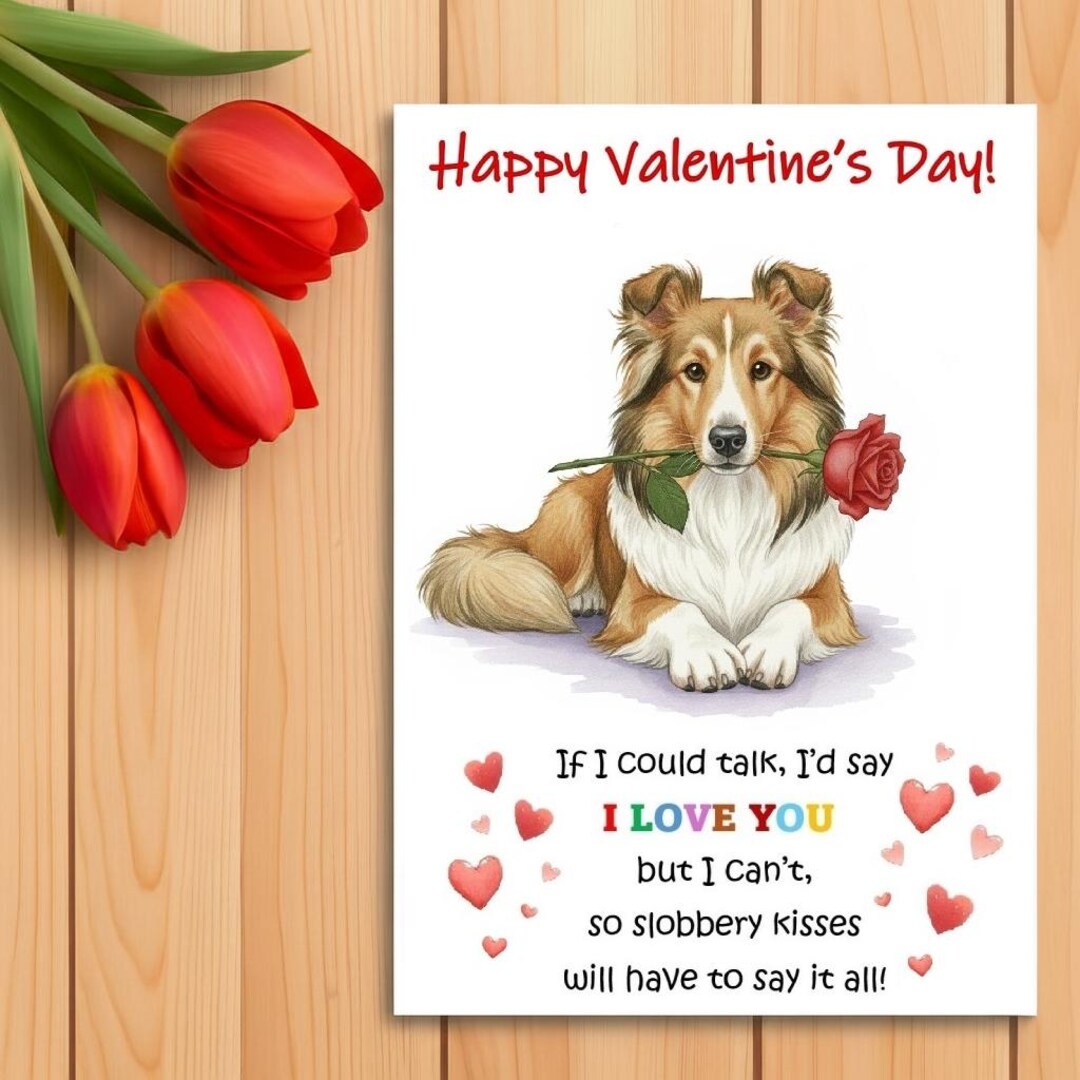 Shetland Sheepdog Valentine’s Day Card From the Dog – Multiple Breeds ...