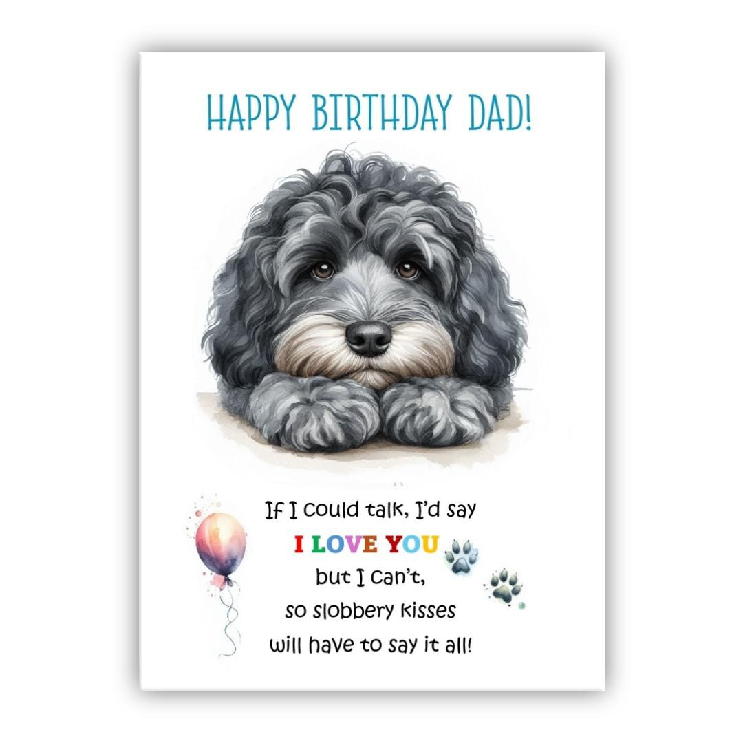 Birthday Card From the Dog. Cockapoo Dog Birthday Card to Dad, Daddy ...