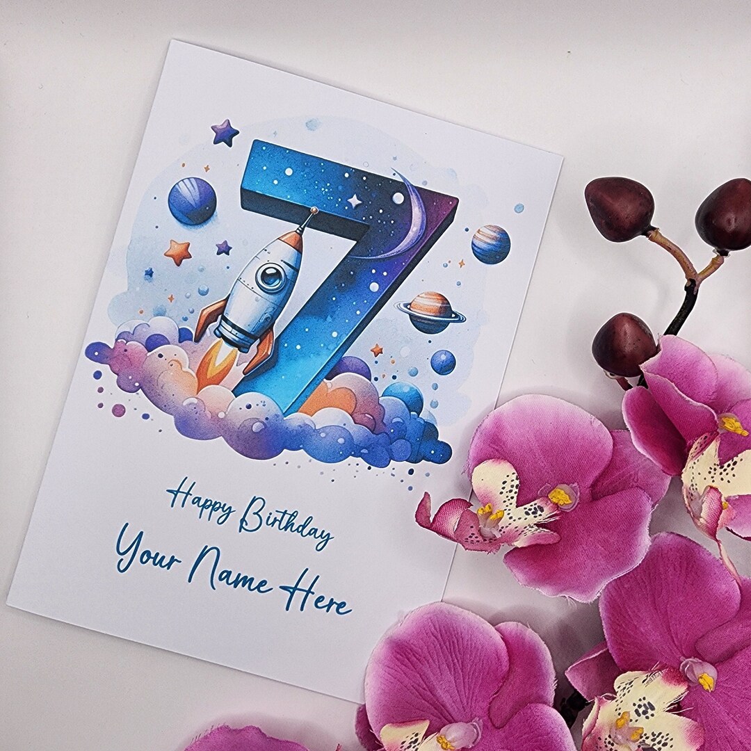 Personalised 7th Birthday Card for Boy. Seventh Birthday Card for Son ...