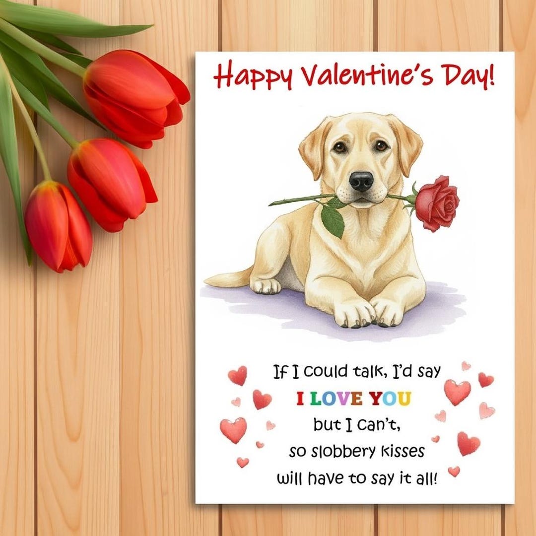 Yellow Labrador Valentine’s Day Card From the Dog – Multiple Breeds ...