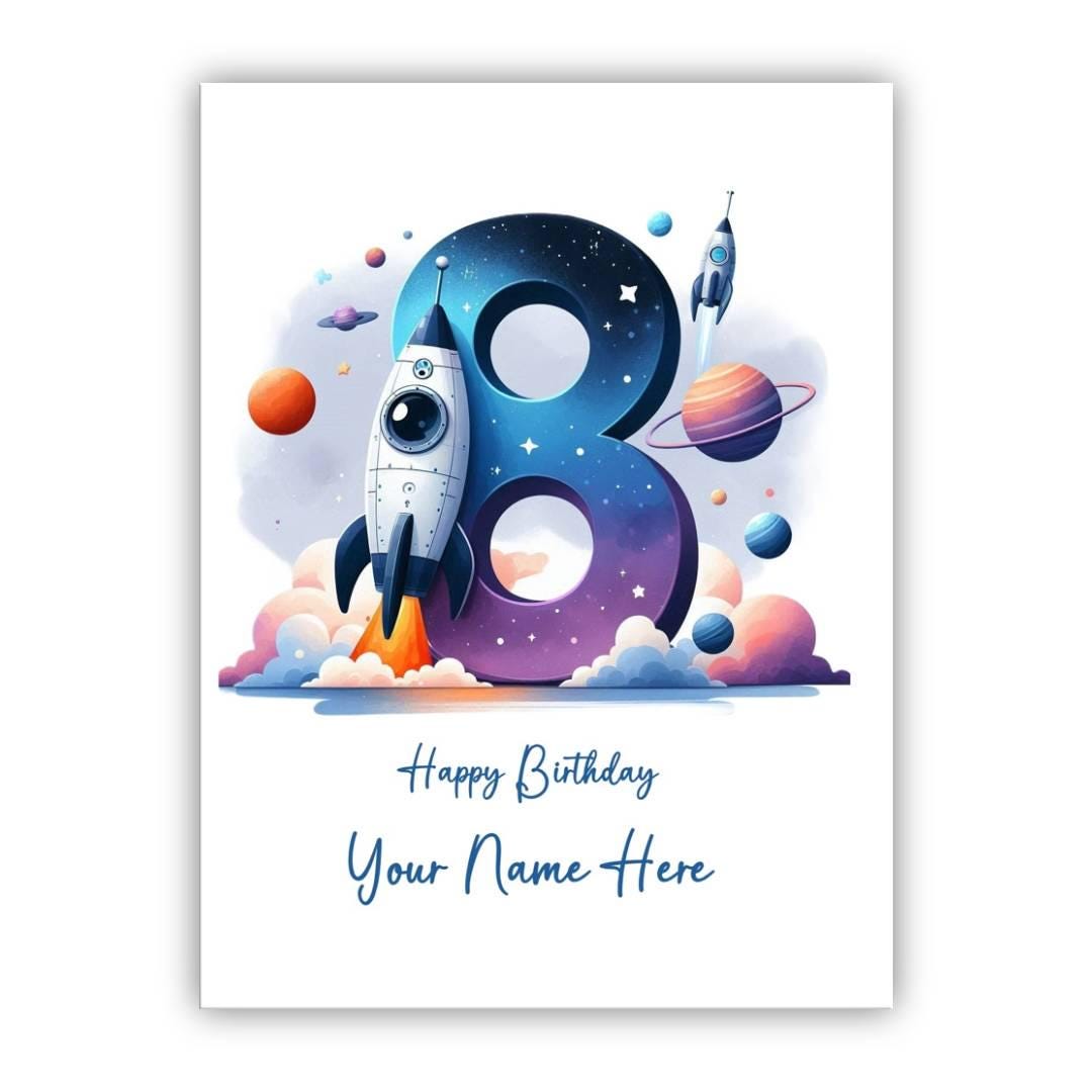 Personalised 8th Birthday Card for Boy. Eighth Birthday Card for Son ...