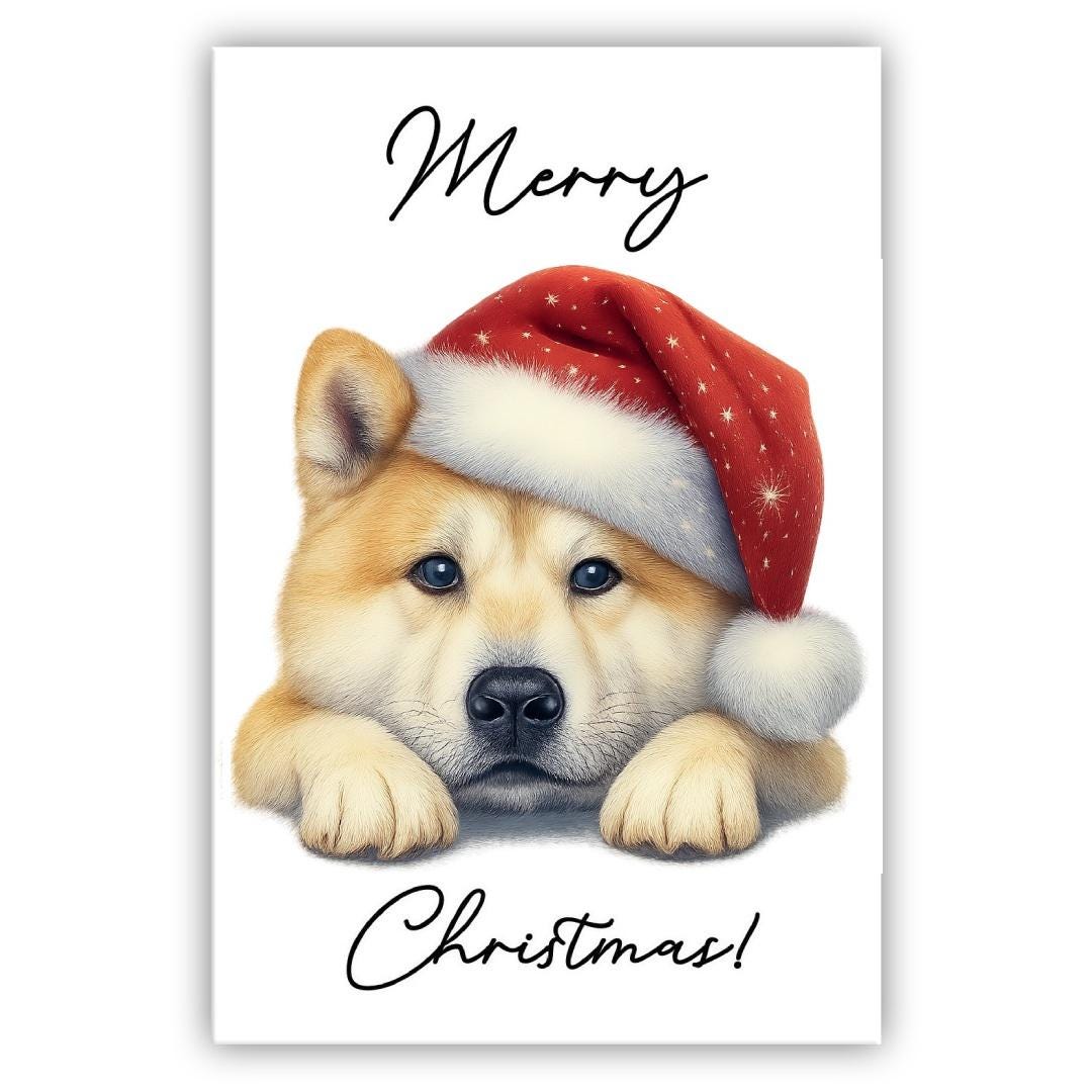 Akita Inu Dog Christmas Card. From the Dog to Owner, Mum, Dad, Groomer ...