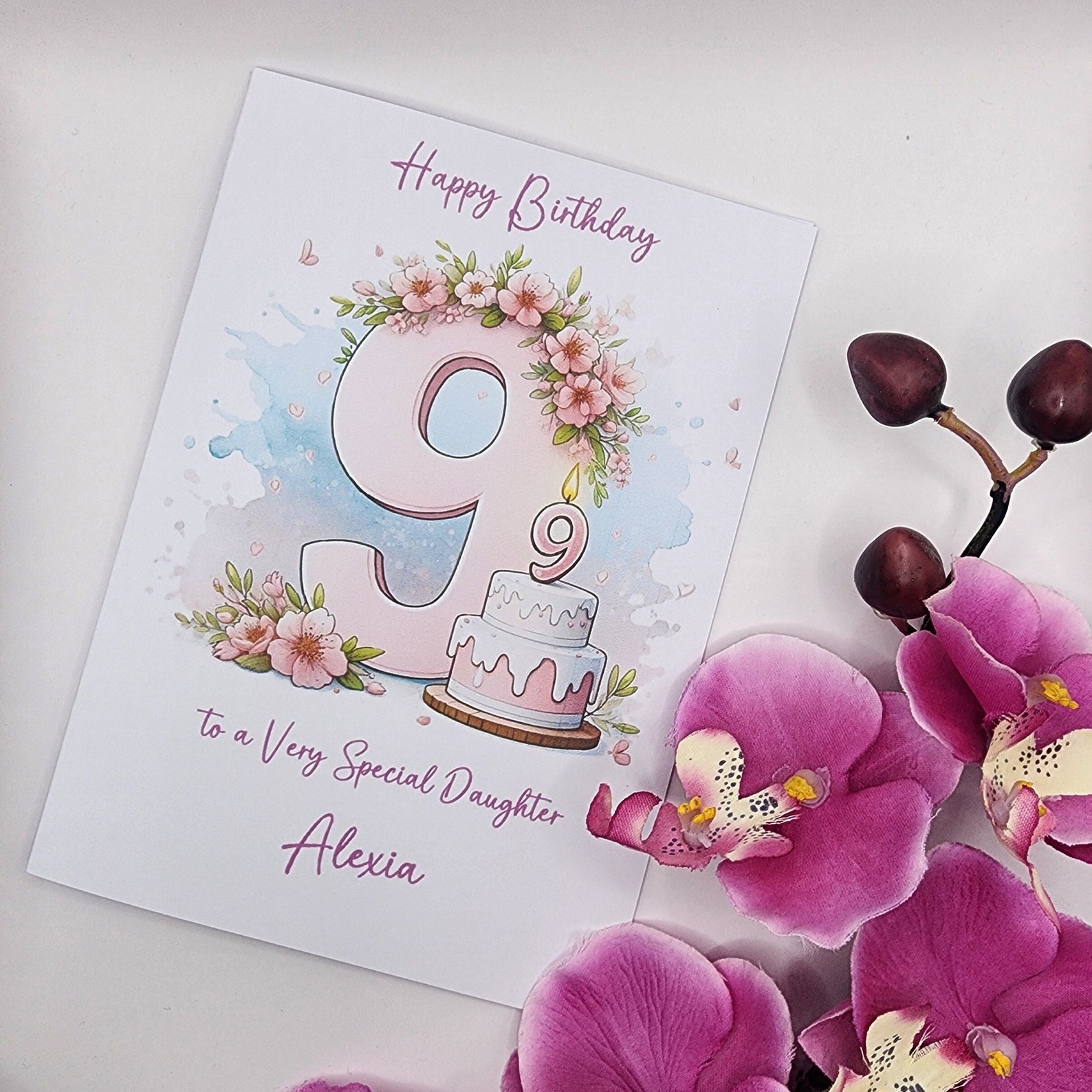 Personalised 9th Birthday Card for Girl. Ninth Birthday Card for ...