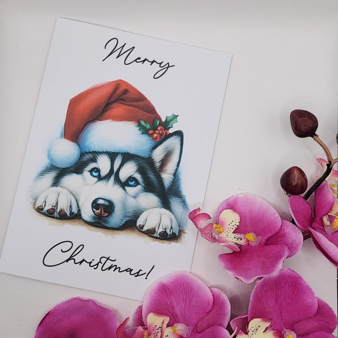 Siberian Husky Christmas Card. Dog Lovers Christmas Card. Personalised ...