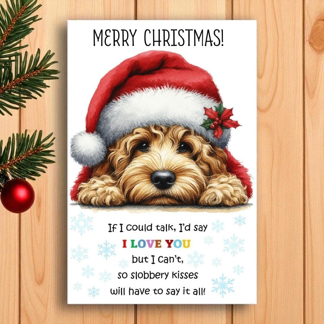 Cockapoo Dog Christmas Card. Dogs Christmas Card. From the Dog to Owner ...