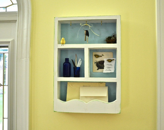 White, Solid Wood Mail Holder, Wall Organizer, Key Rack - Etsy