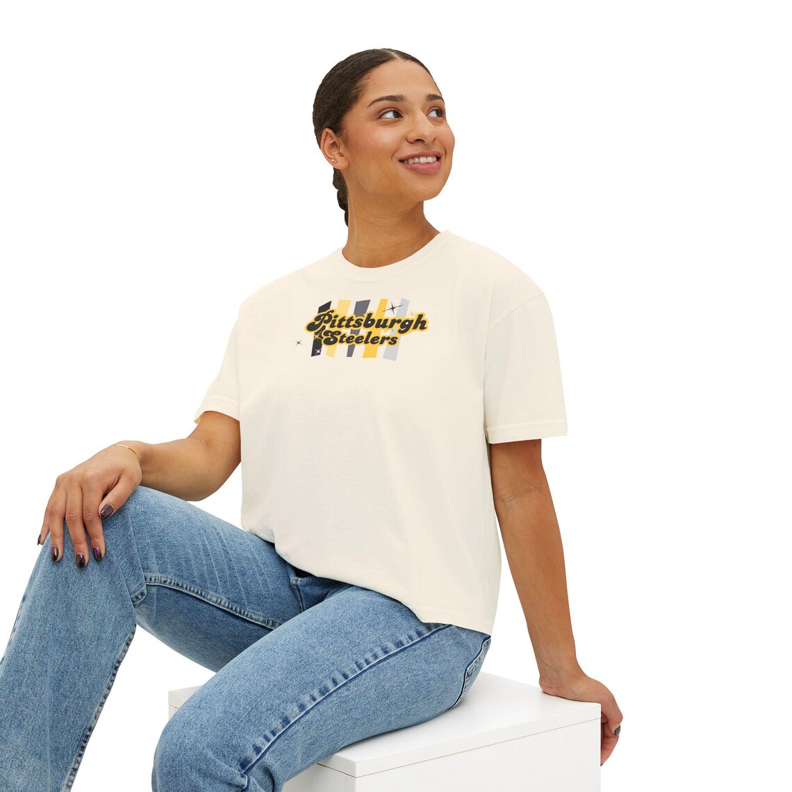Pittsburgh Steelers Cute Aestheticwomen's Boxy Tee - Etsy