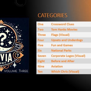Trivia Night Volume Three Powerpoint Quiz, 10 Fun, Unique Categories ...