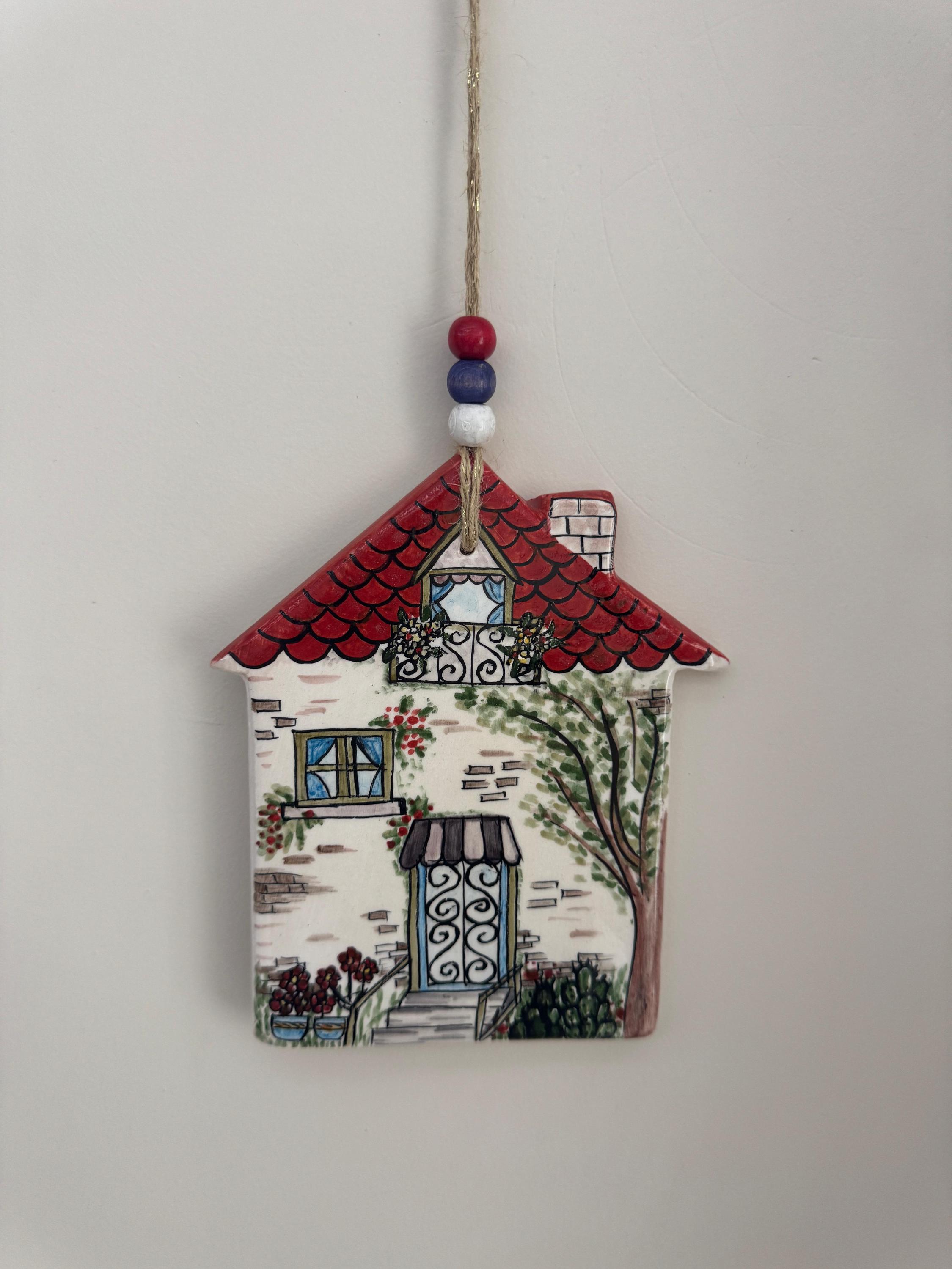Handmade Ceramic Wall Hanging With Colorful House Design - Etsy