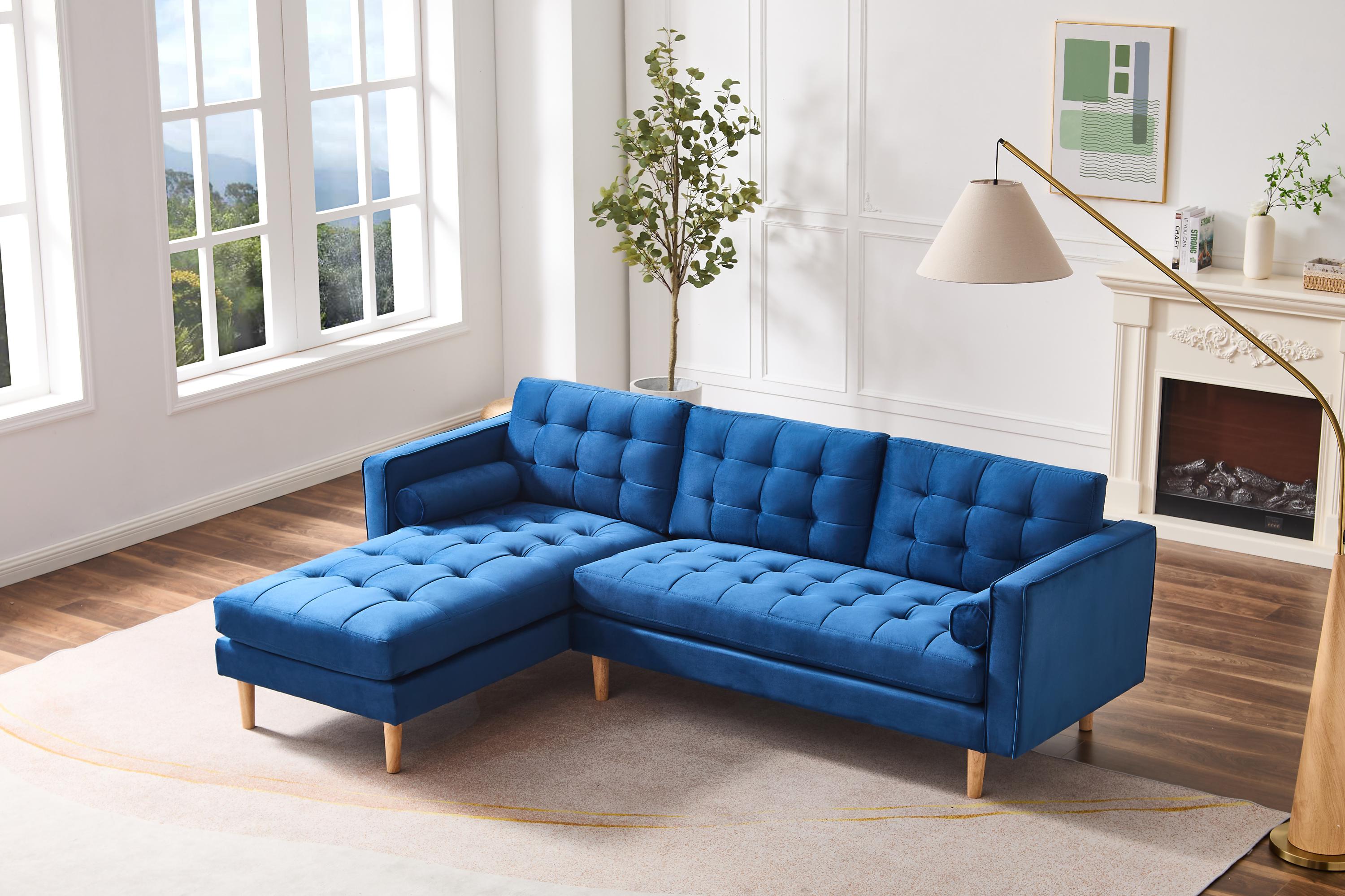 Blue Velvet Corner Sofa-left or Right Hand Facing - Etsy UK
