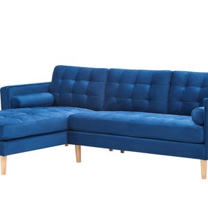 Blue Velvet Corner Sofa-left or Right Hand Facing - Etsy UK