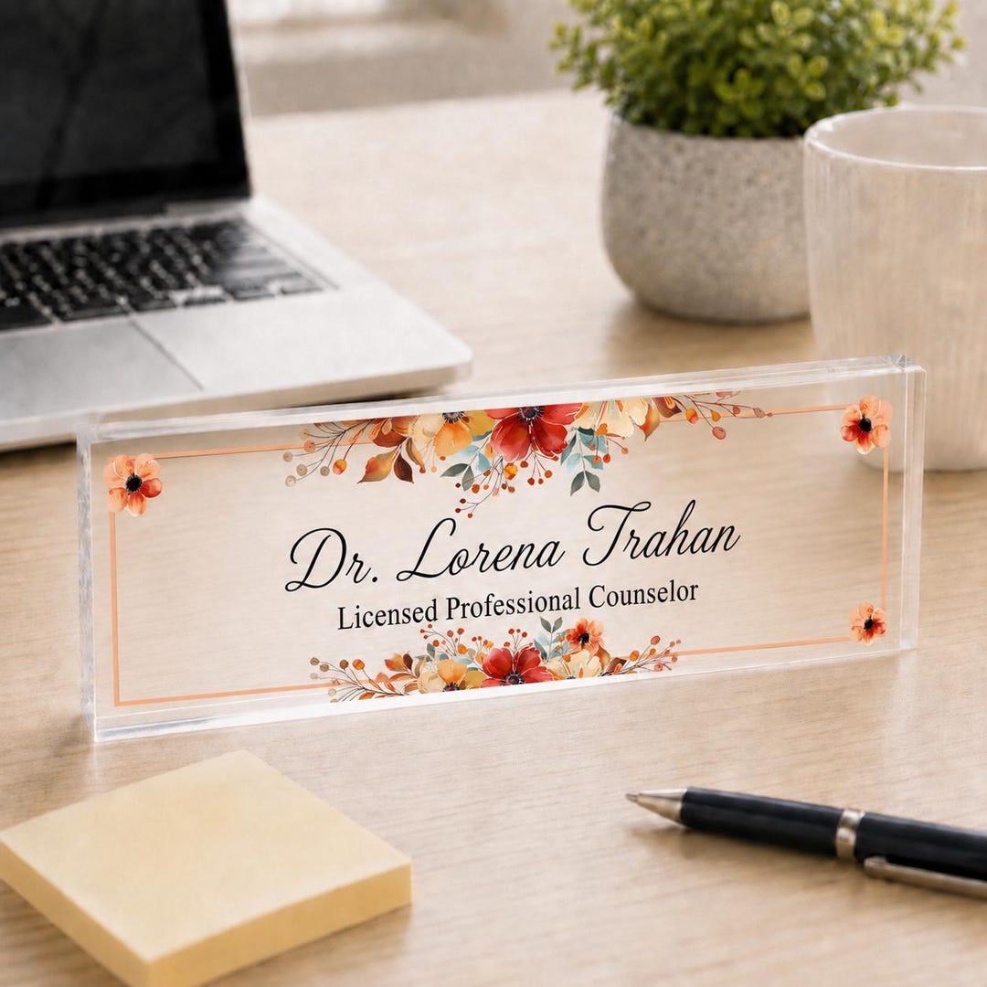Office Decor Desk Plaque,personalized Acrylic Name Plate,custom Name ...