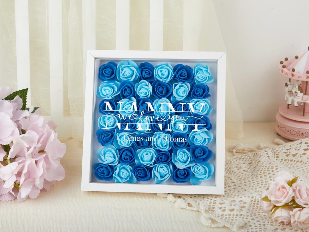 Mom Flower Shadow Box Personalized,custom Roses Shadowbox With Names ...