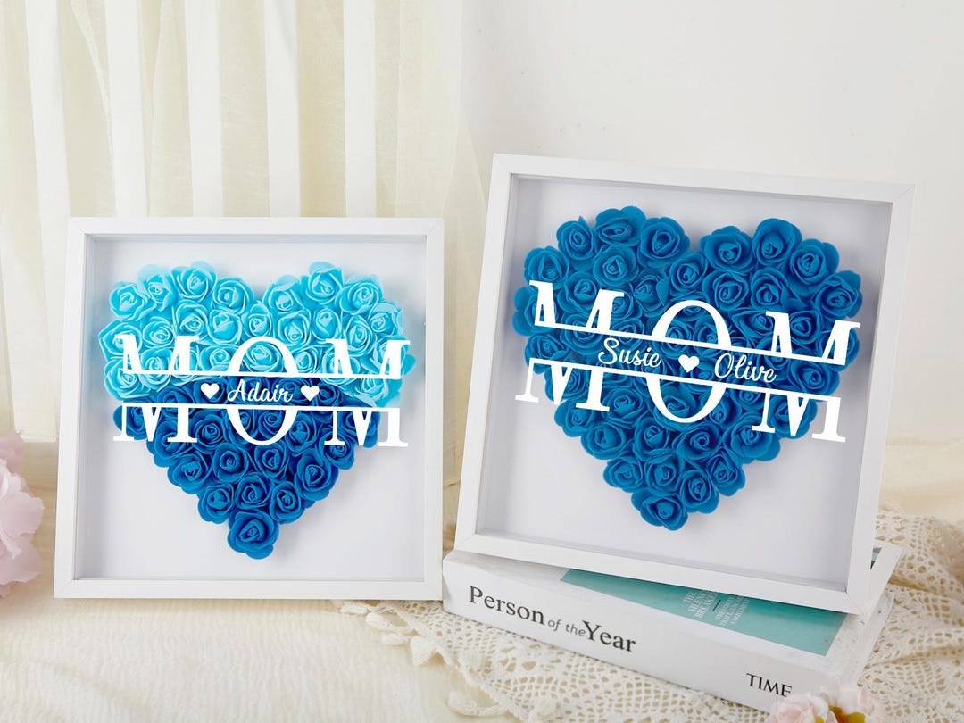 Personalized Roses Heart Shadow Box for Mother's Day Gift,custom Flower ...