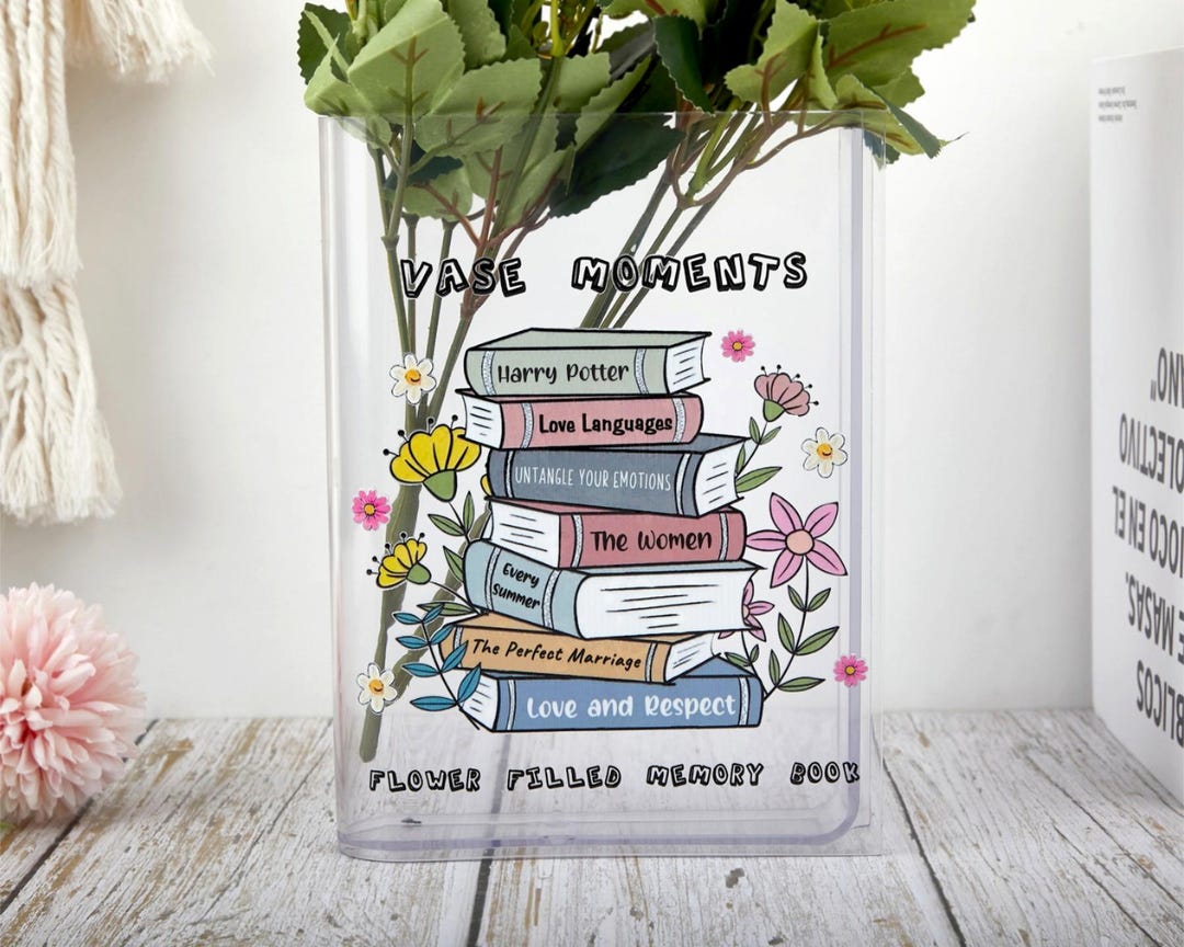 Personalized Eco Acrylic Book Vase, Custom Favorite Book Vase for ...