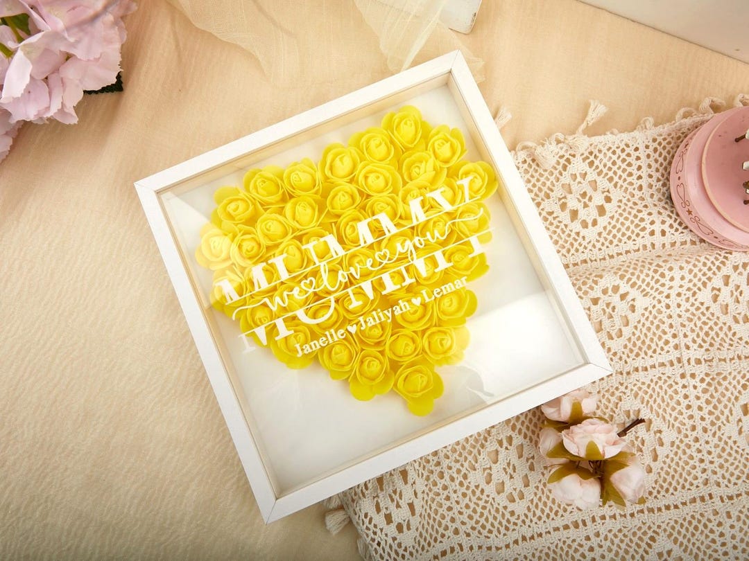 Personalized Mother's Day Flower Shadow Box ,custom Rose Shadow Box,mom ...