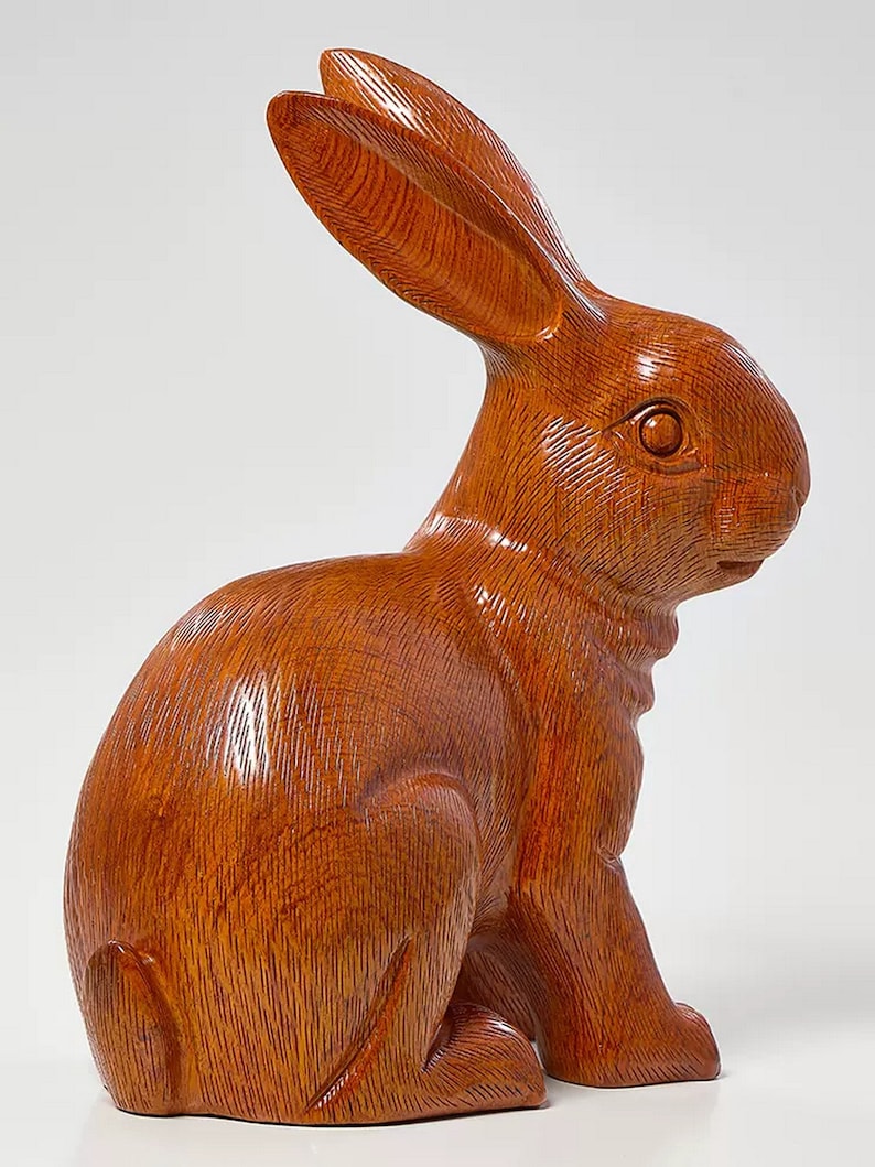 Handcrafted Solid Wood Rabbit Sculpture Rustic Home Decor - Etsy