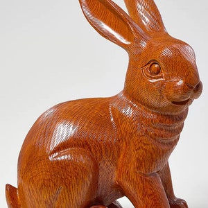 Handcrafted Solid Wood Rabbit Sculpture Rustic Home Decor - Etsy