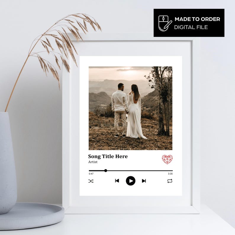 Personalized Song Photo Frame - Spotify Song Picture - Music Wall Art ...