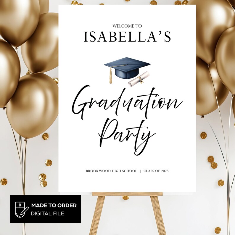 Graduation Welcome Sign 2025, Printable Custom Grad Sign, Party Decor ...