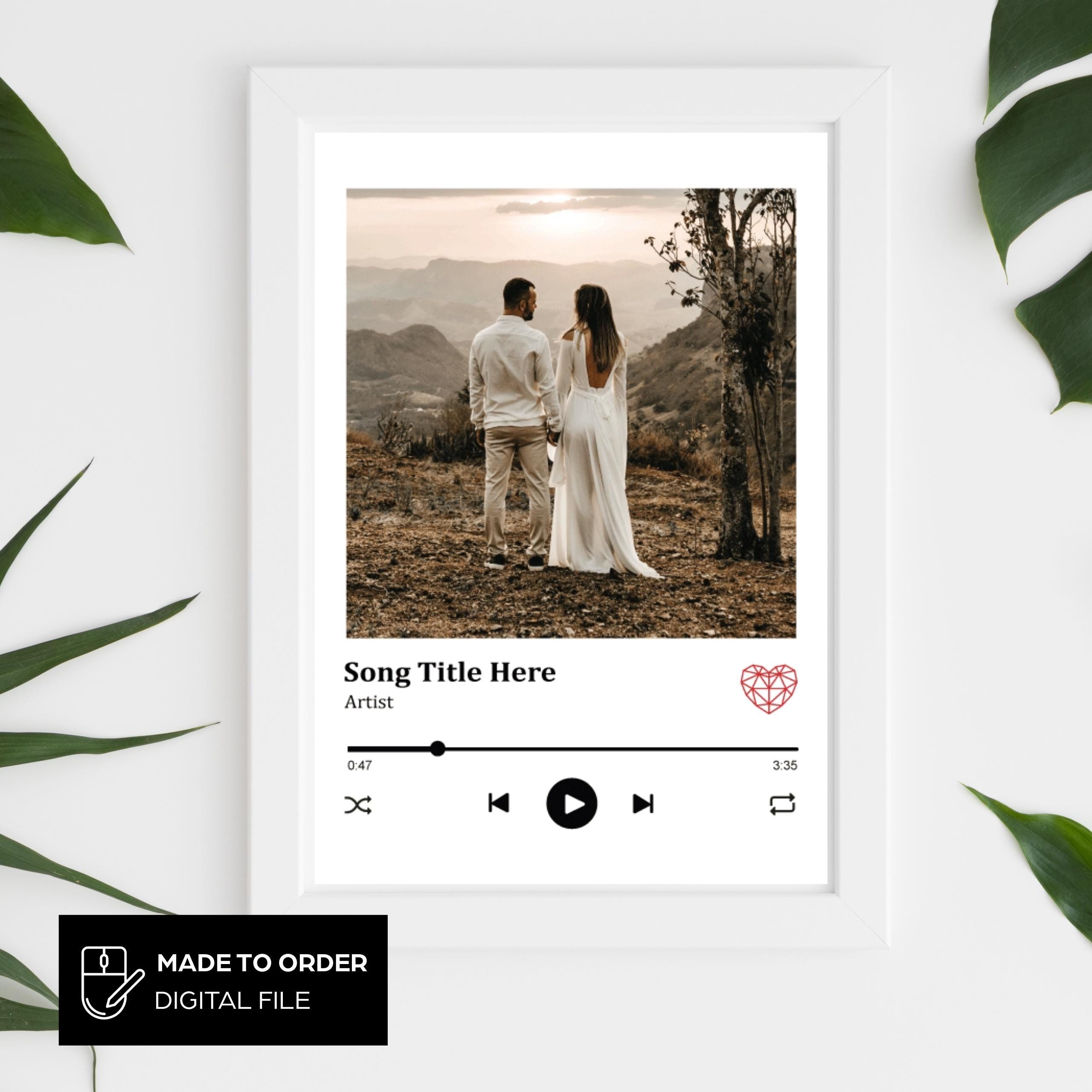 Personalized Song Photo Frame - Spotify Song Picture - Music Wall Art ...