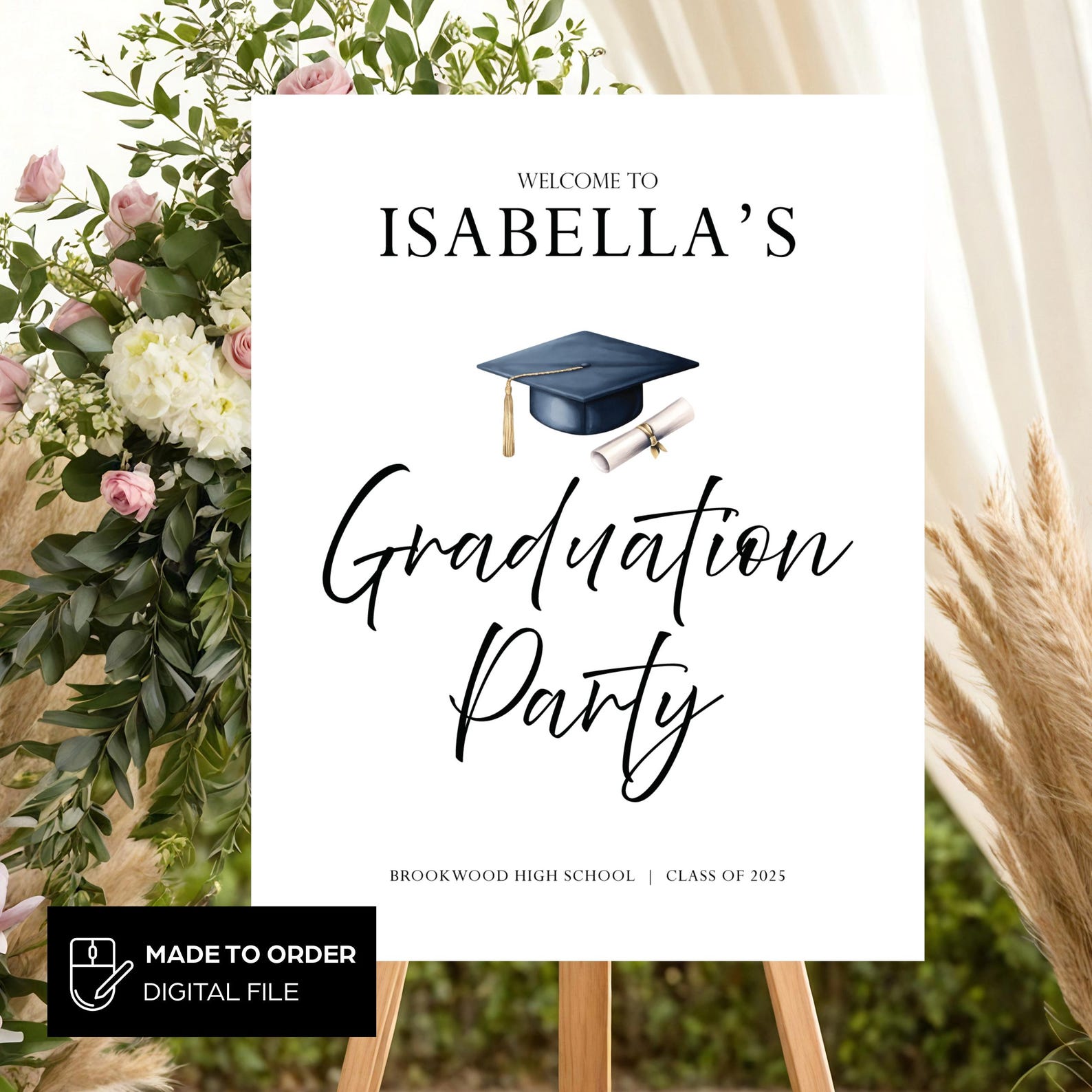 Graduation Welcome Sign 2025, Printable Custom Grad Sign, Party Decor ...