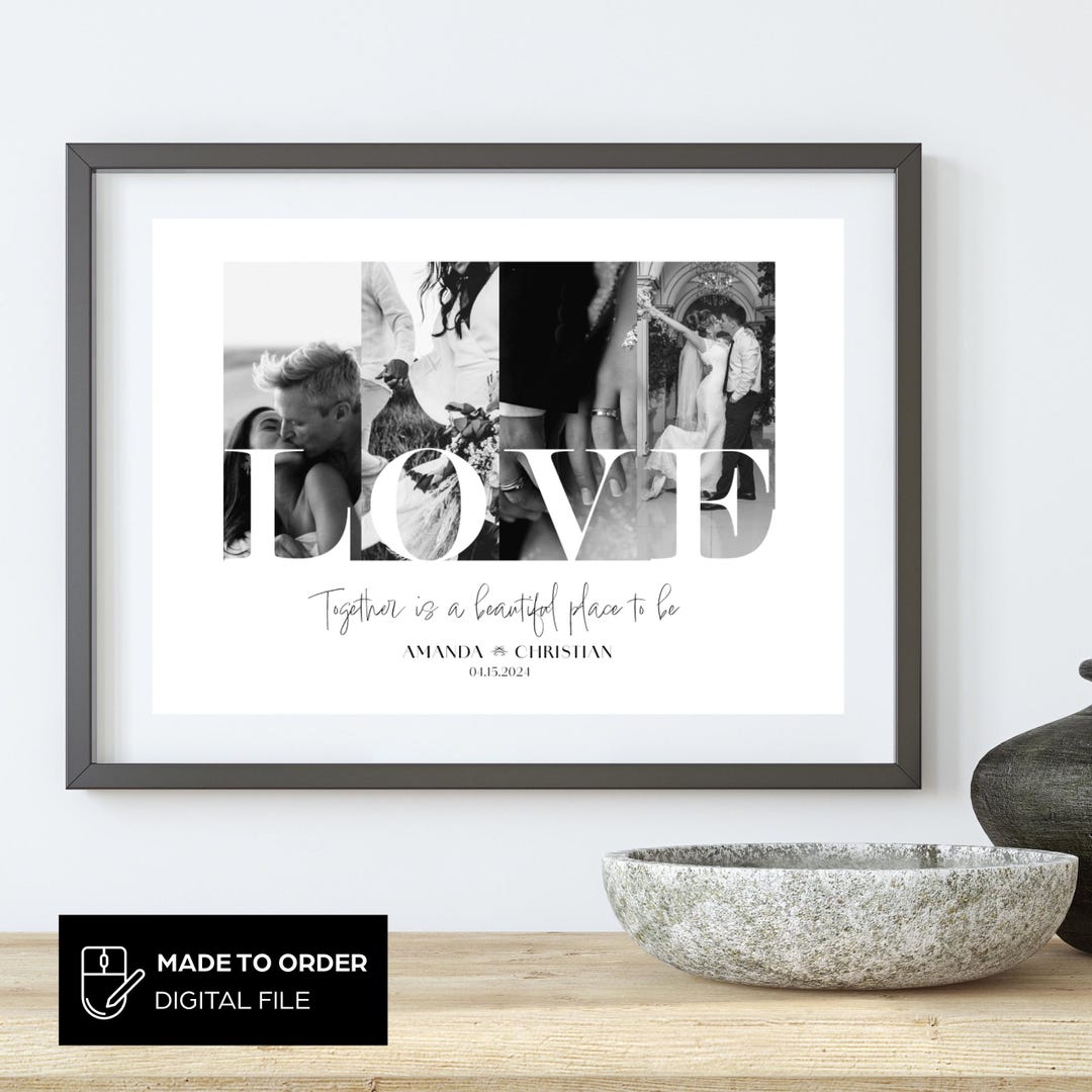 Personalized Wedding Photo Collage - Printable Anniversary Gift - Bride ...