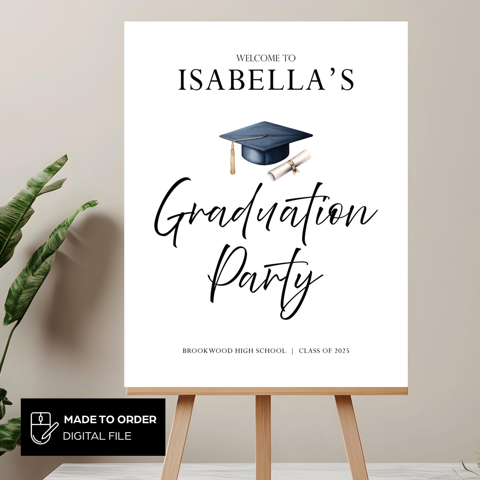 Graduation Welcome Sign 2025, Printable Custom Grad Sign, Party Decor ...