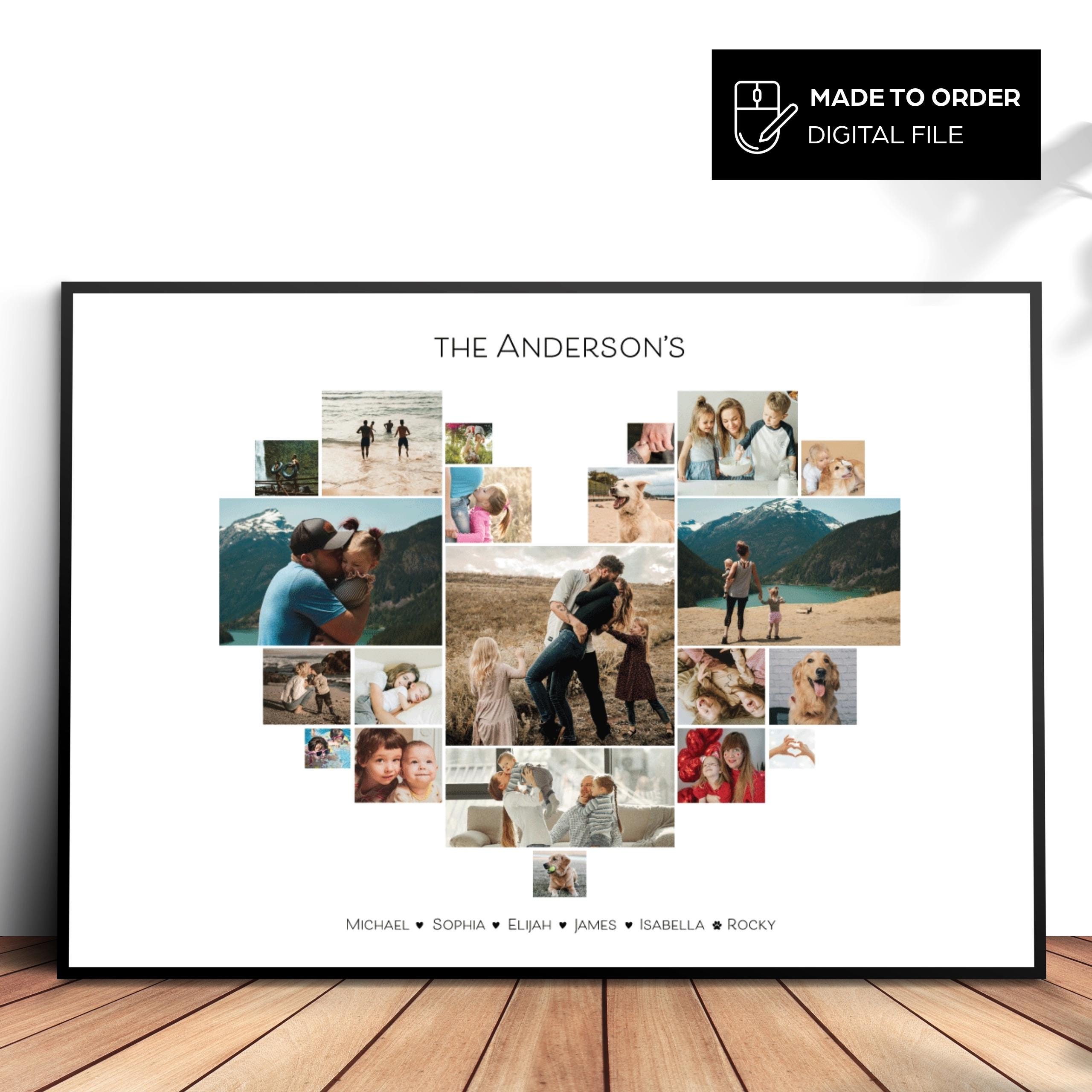 Custom Family Photo Frame - Heart Shape Photo Collage - Family Picture ...