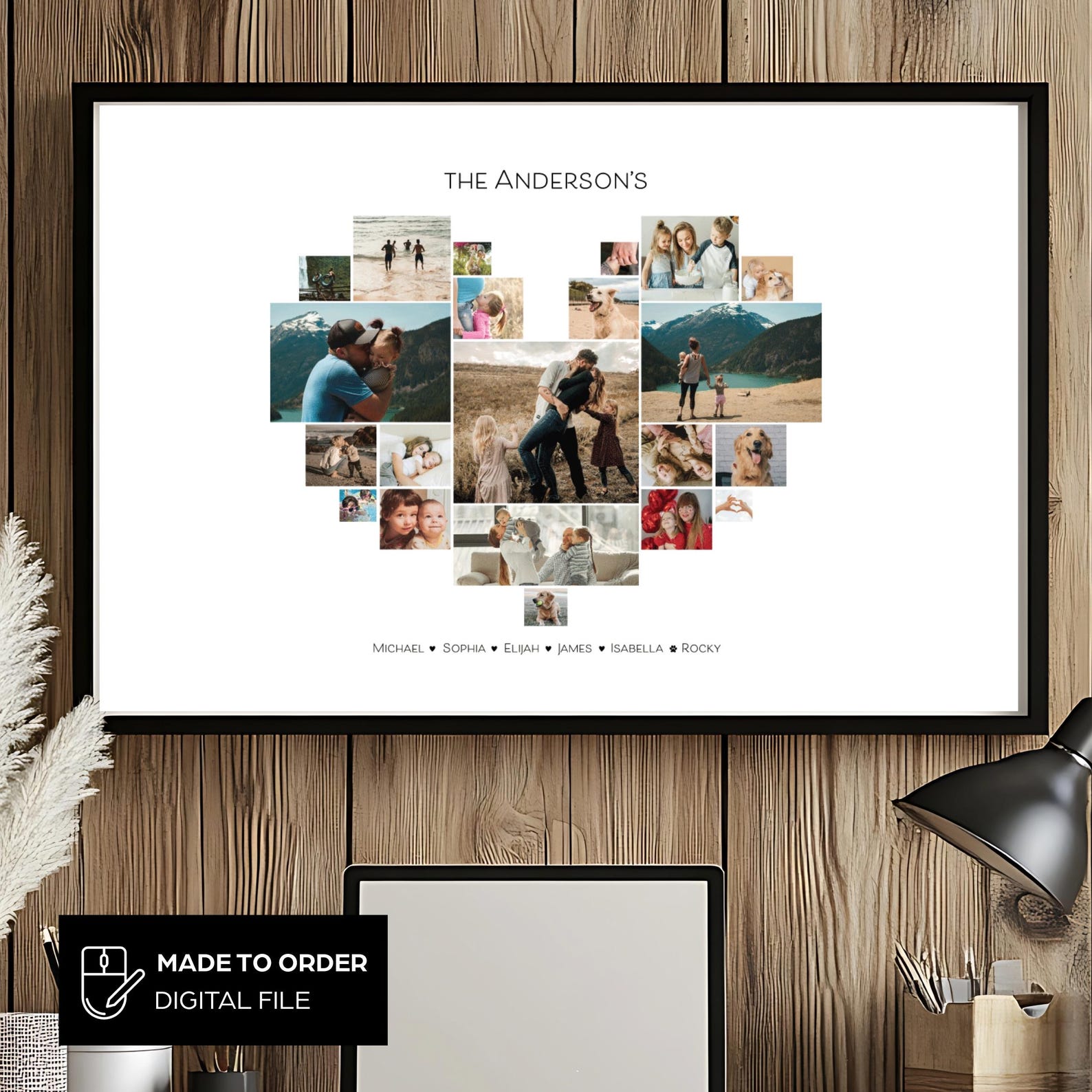 Custom Family Photo Frame - Heart Shape Photo Collage - Family Picture ...