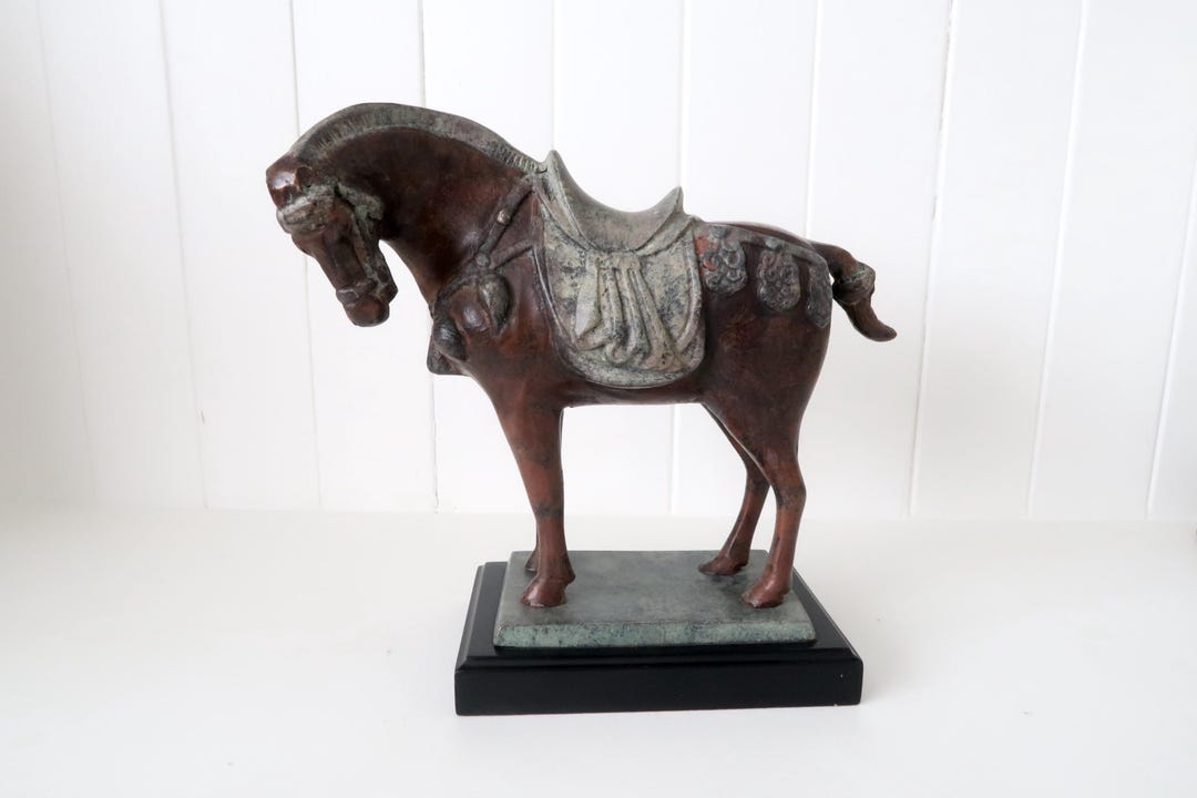 Vintage Tang Standing Horse Figure Bronze Tang Chinese Horse Sculpture ...