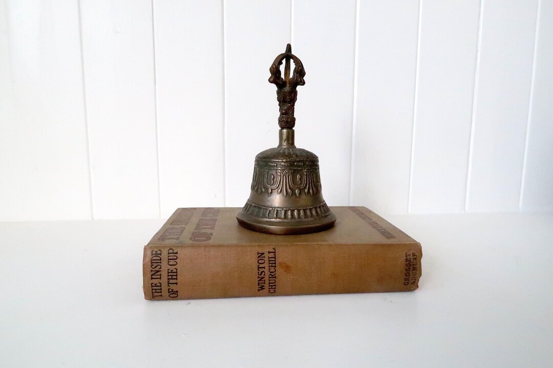 Vintage Tibetan Buddhist Brass Ritual Temple Hand Bell | Thomann Brass ...