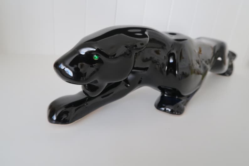 24 MCM Black Panther Ceramic Sculpture Art Deco Pottery Ceramic Black ...