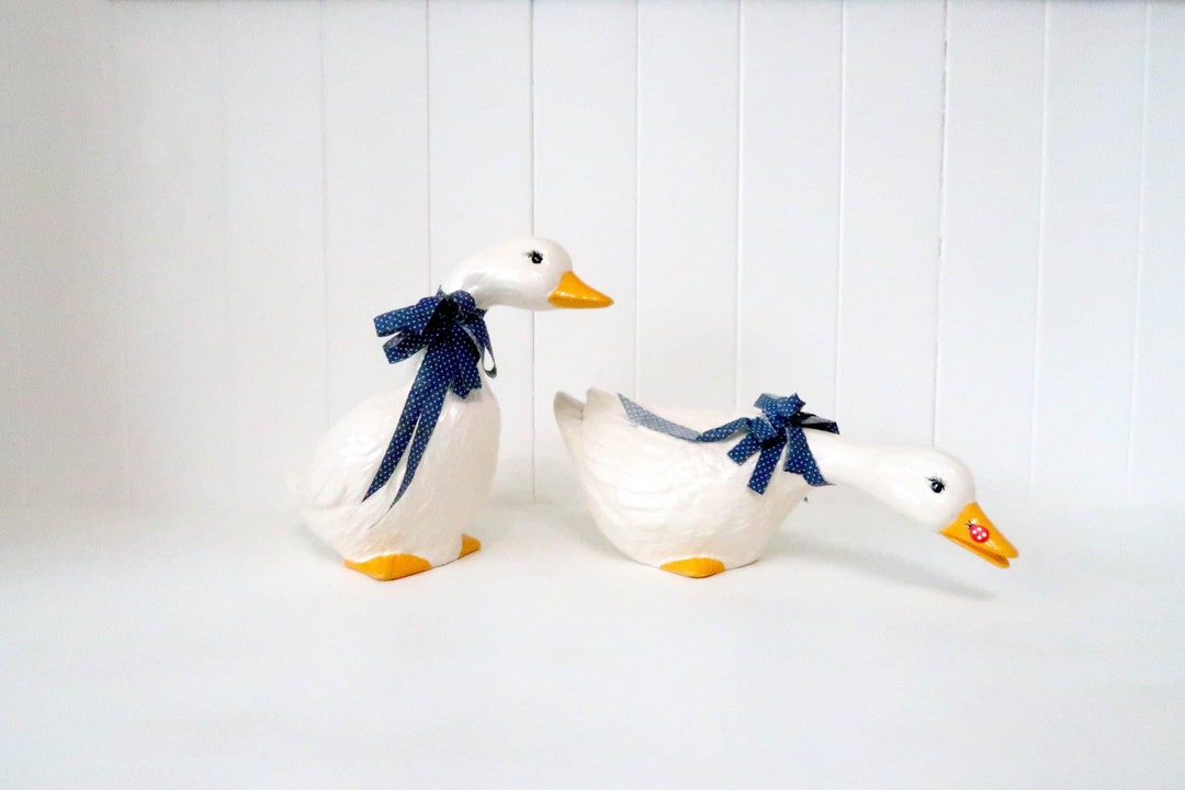 Pair of Large Ceramic Geese | Vintage Ceramic Duck Decor | Standing and ...