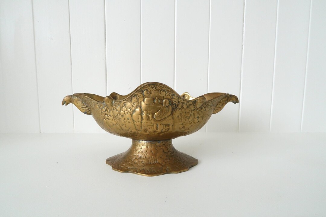 Vintage Antique Brass Centerpiece Art Deco Reproduction Centerpiece ...