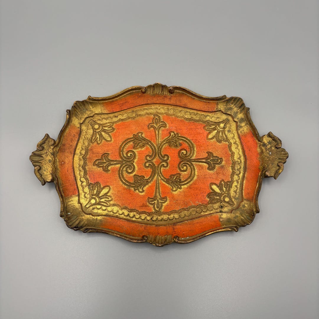 Vintage Italian Florentine Tray | Hand Painted Decorative Tray | Mid ...