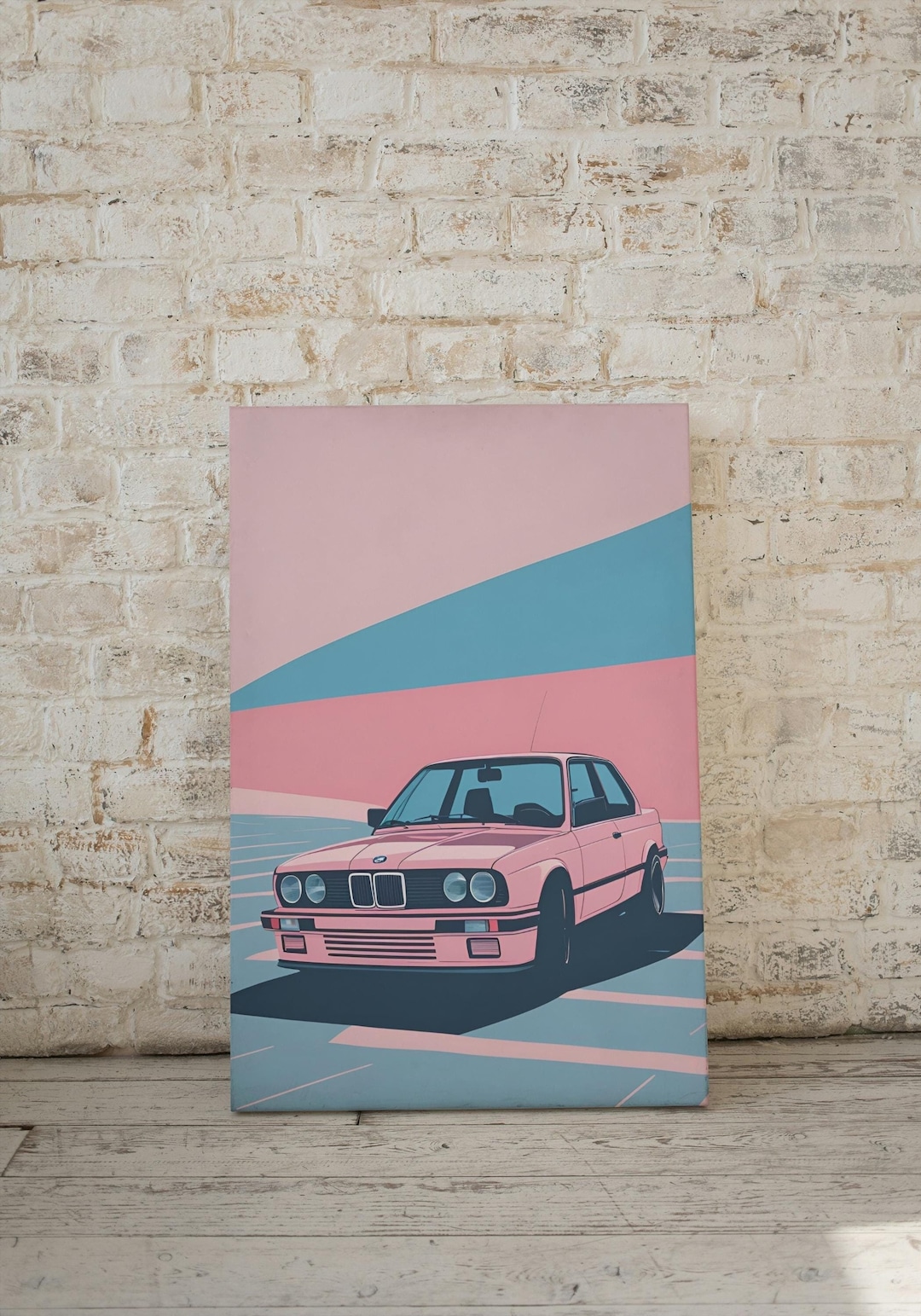 Pink Classic | Wall Art BMW E30 Poster Retro Car Poster Car Vintage ...