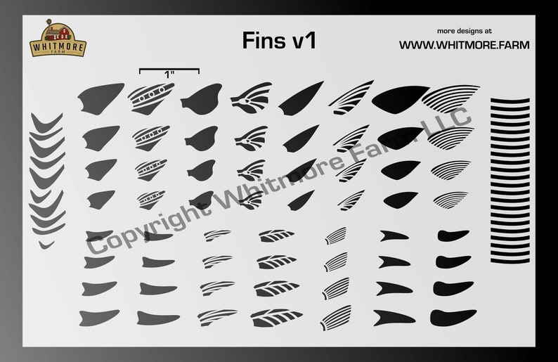Fins V1 Assortment Fishing Lure Airbrush Stencil - Etsy