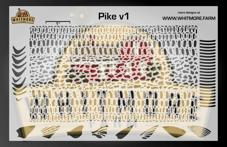 Pike V1 Mesh Fishing Lure Airbrush Stencil - Etsy