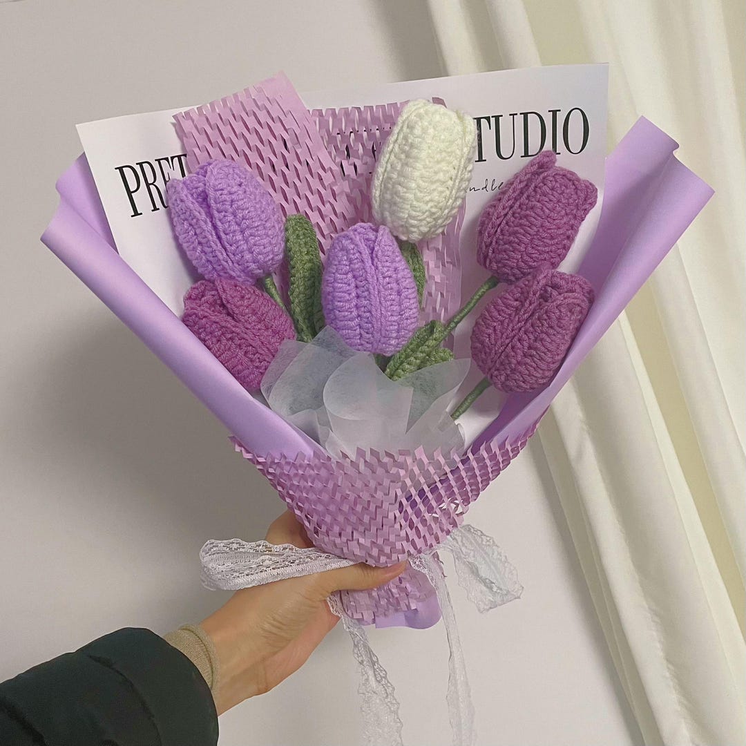 Crochet Tulip Flowers,knit Flowers, Crochet Flower Bouquet,crochet ...