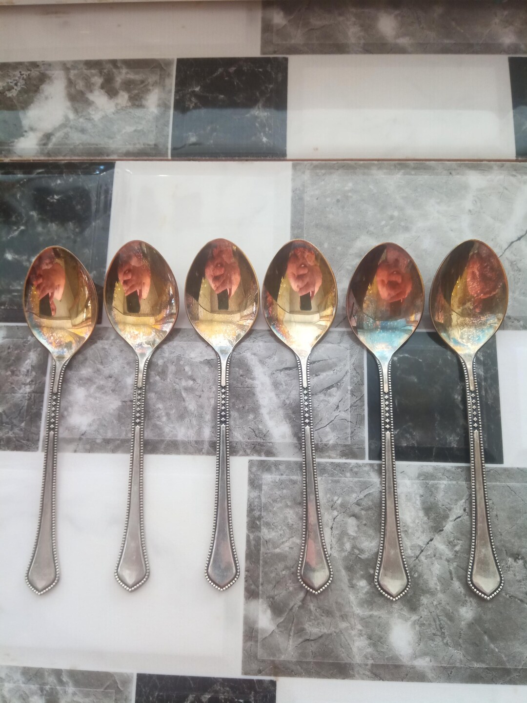 Set of 6 Vintage Soviet Silver Plated/gold Plated Coffee Spoons ...