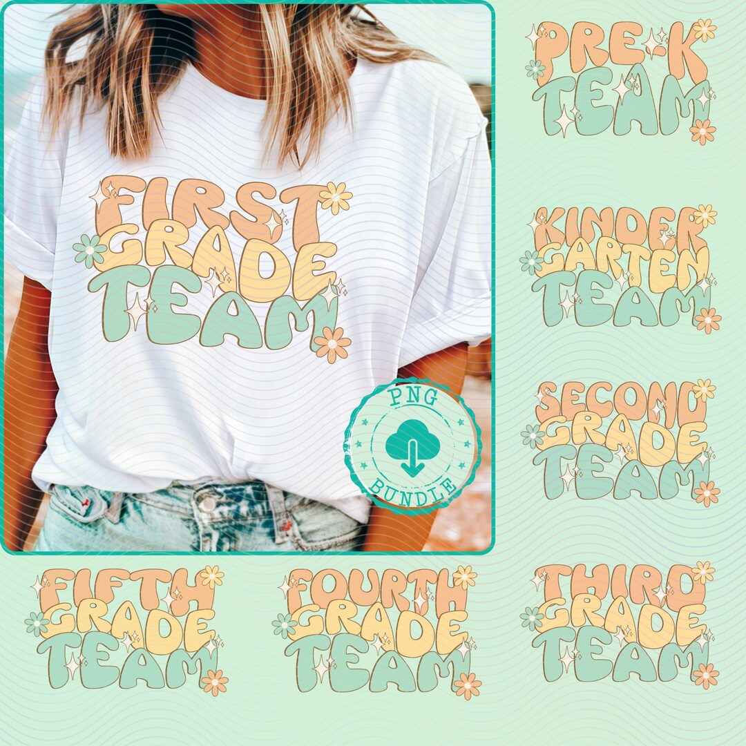 Cute Grade Team PNG Bundle, Retro Floral Printables, Digital Download ...