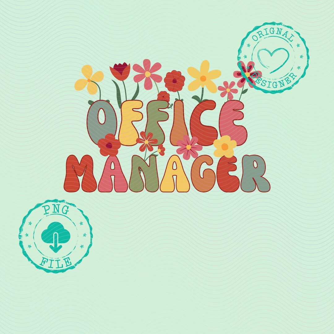Retro Office Manager Design PNG, Cute Floral Wildflower Typography ...