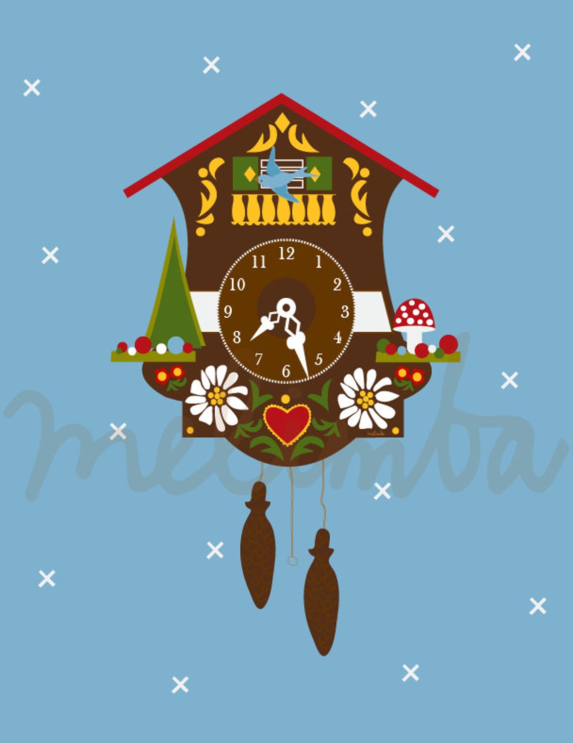 Cuckoo Clock DIGITAL INSTANT DOWNLOAD Illustrated Art Print - Etsy