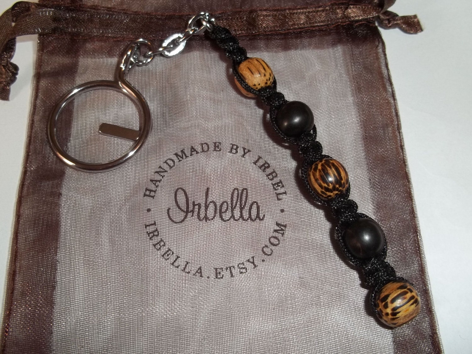 Men's Wooden Beaded Macrame Keychain Strong Keychain Ready to Ship - Etsy